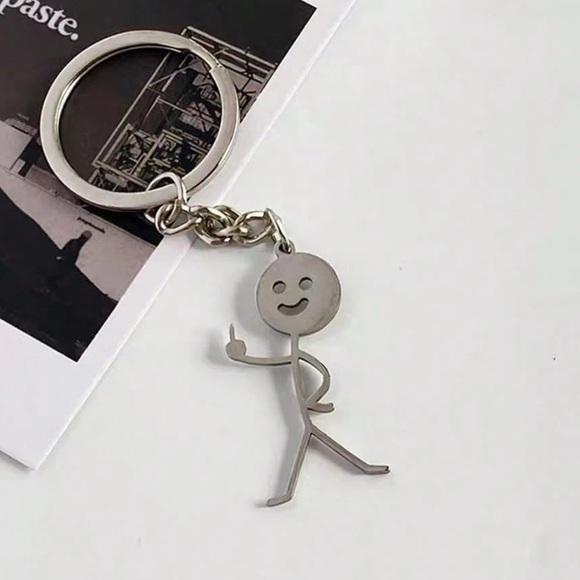 None | Accessories | Nwot Silver Stick Figure Keychain | Poshmark
